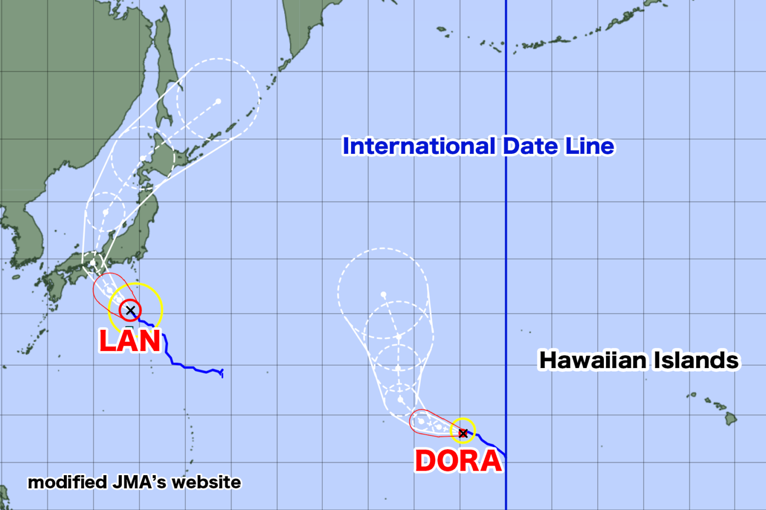 Typhoon LAN Hits Kinki Region, Typhoon DORA Emerges