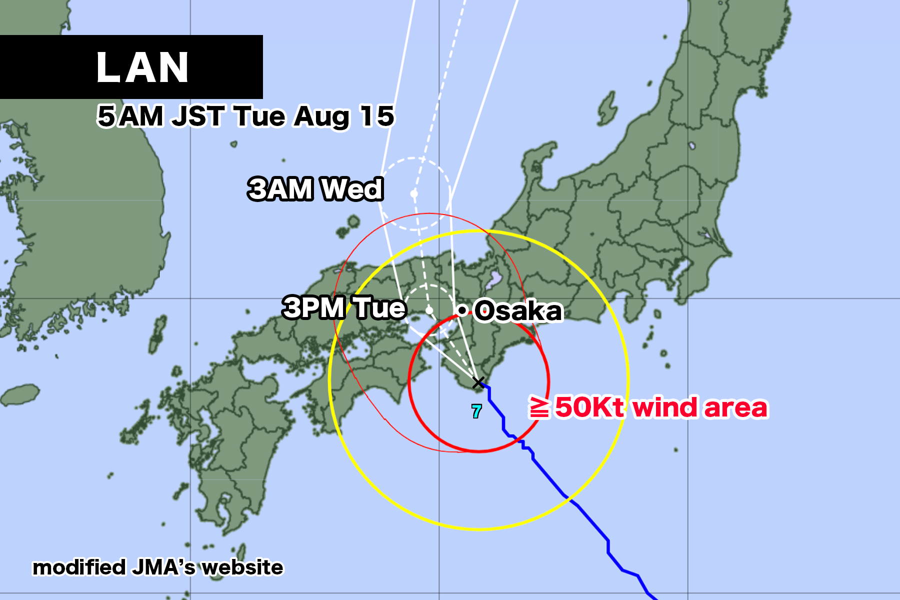 Typhoon LAN Makes Landfall Near Shionomisaki Cape, Expected to Cross ...